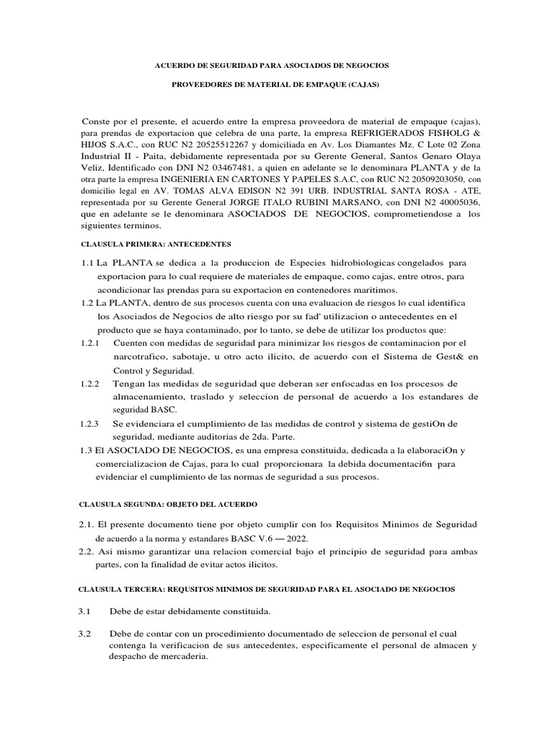 Acuerdo de Seguridad Icyp | PDF