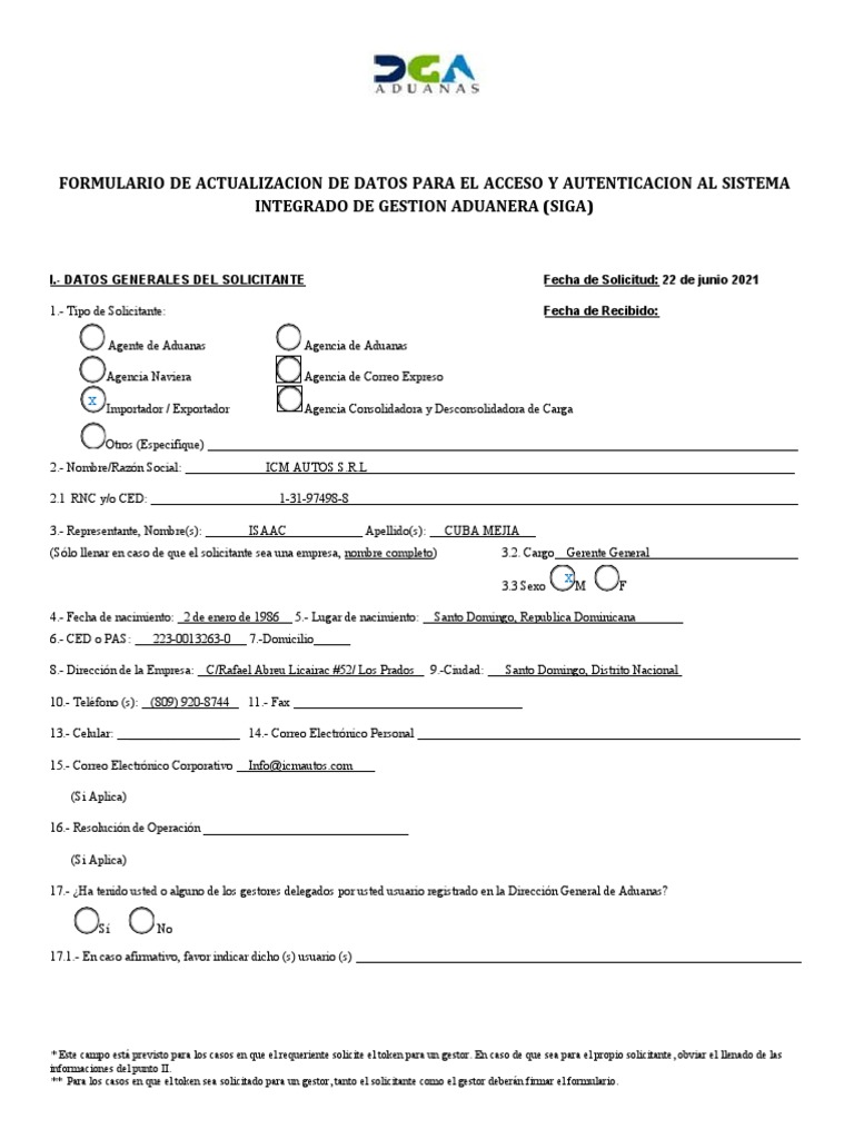 Formulario de Solicitud de Token | PDF