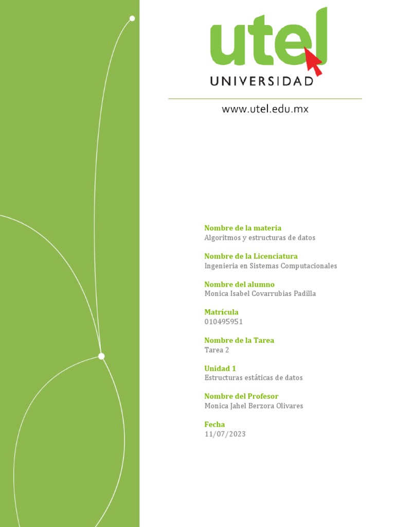 Actividad 2 - Algoritmos y Estructura de Datos | PDF | Programación de ... Actividad 2 - Algoritmos y Estructura de Datos | PDF | Programación de ...