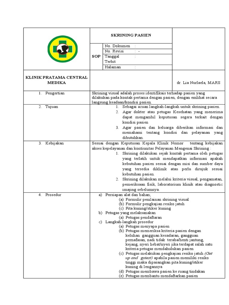 Sop Skrining Visual | PDF