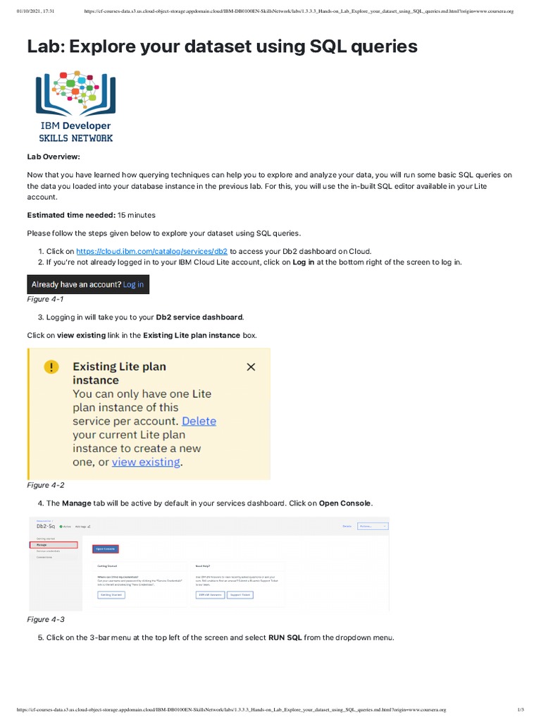 1 3 3 3 Hands On Lab Explore Your Dataset Using Sql Queries Md Pdf