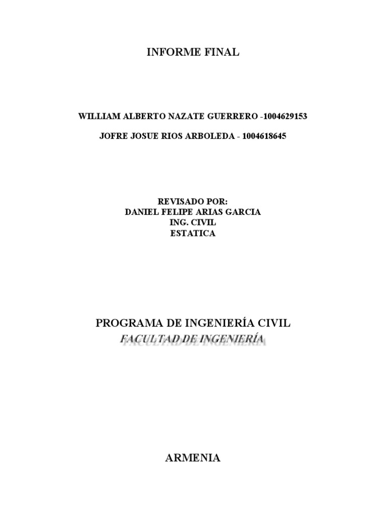 Informe Final Estatica 1 | PDF