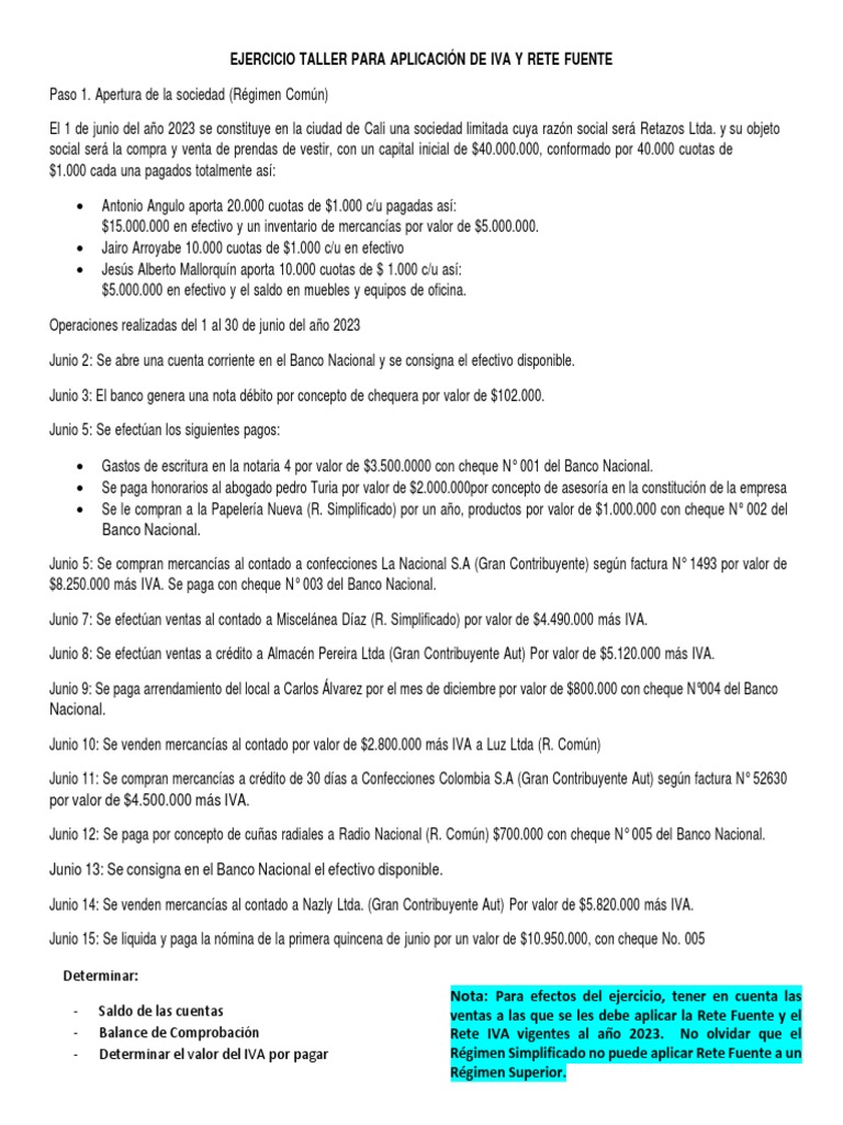 Ejercicio Taller-Con Iva | PDF