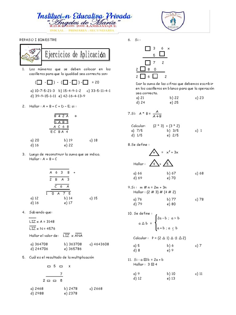 6to Grado - Repaso I Bimestre | PDF