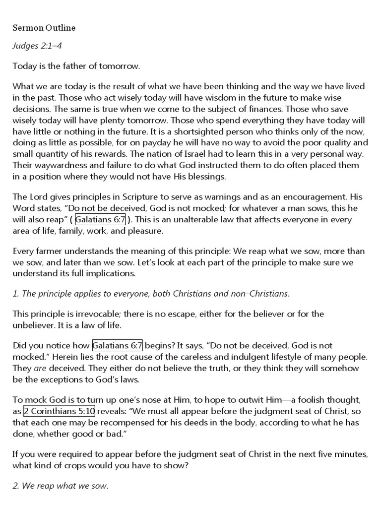 Sermon Outline | PDF | Sowing | Religious Belief And Doctrine
