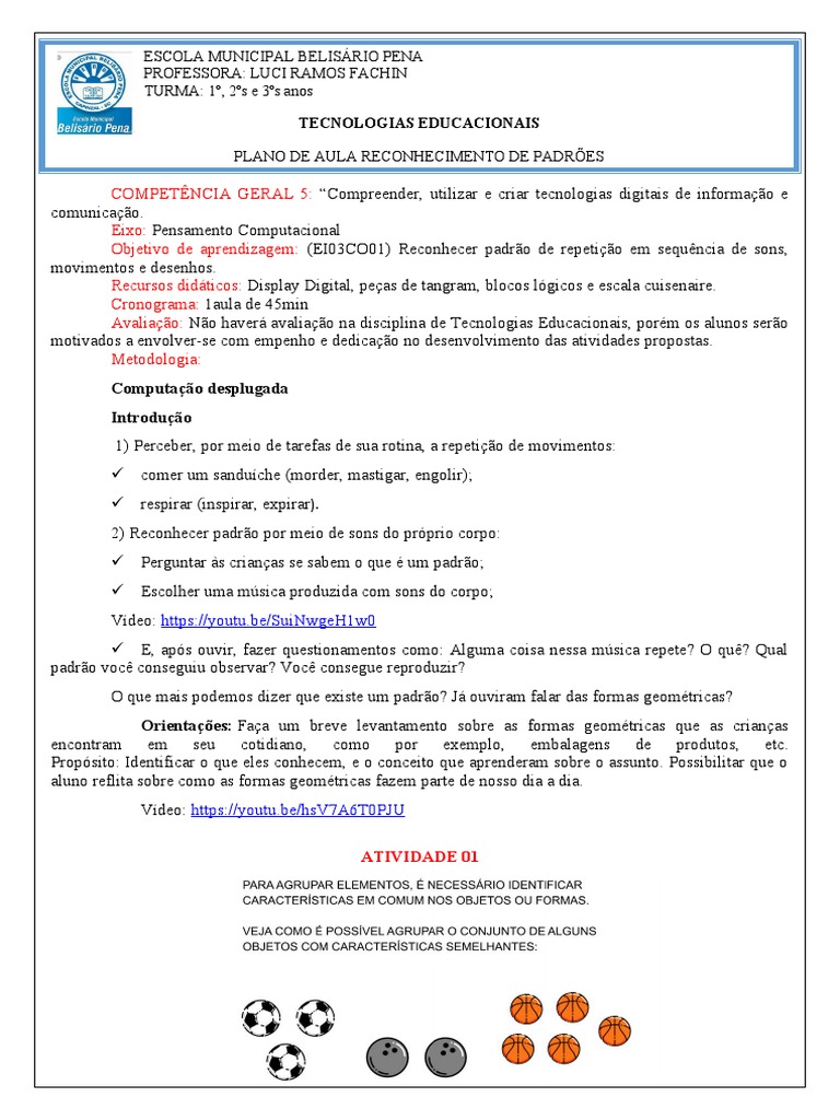 Plano 06 Reconhecimento de Padrões | Download grátis PDF | Tecnologia ...