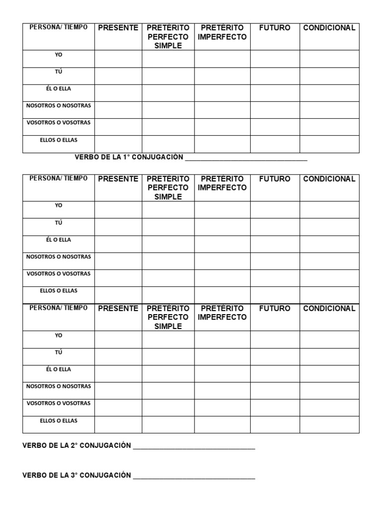 Conjugacion Verbos Pdf Artes Del Lenguaje Y Comunicación