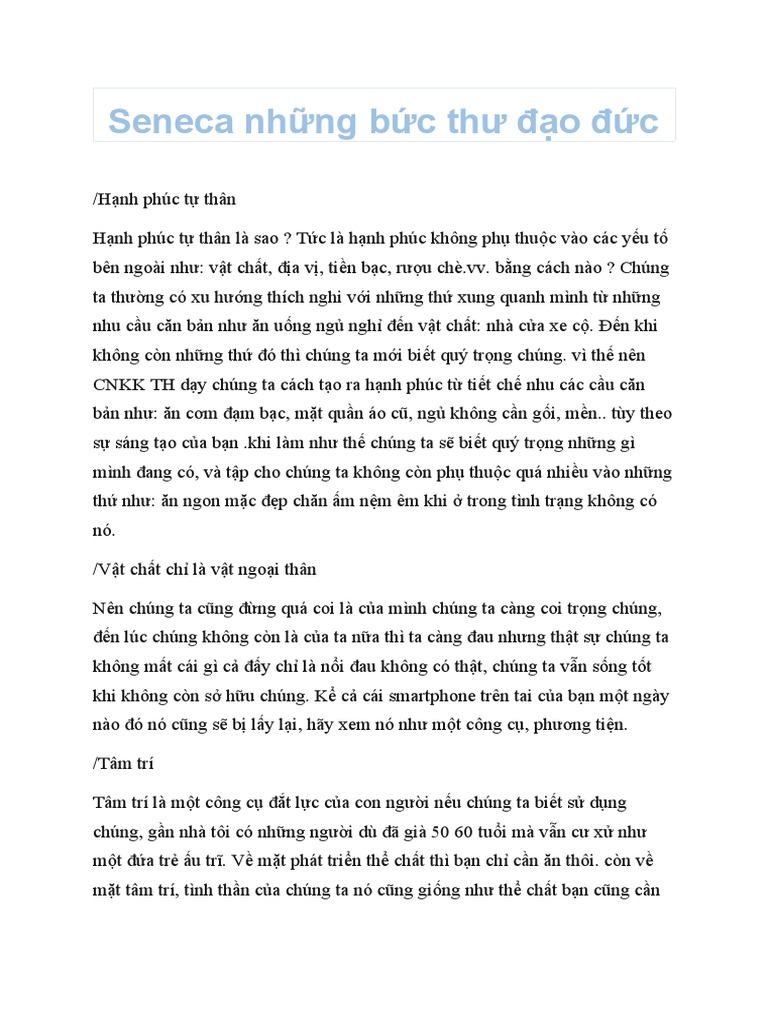 Seneca NH NG B C Thư Đ o Đ C | PDF