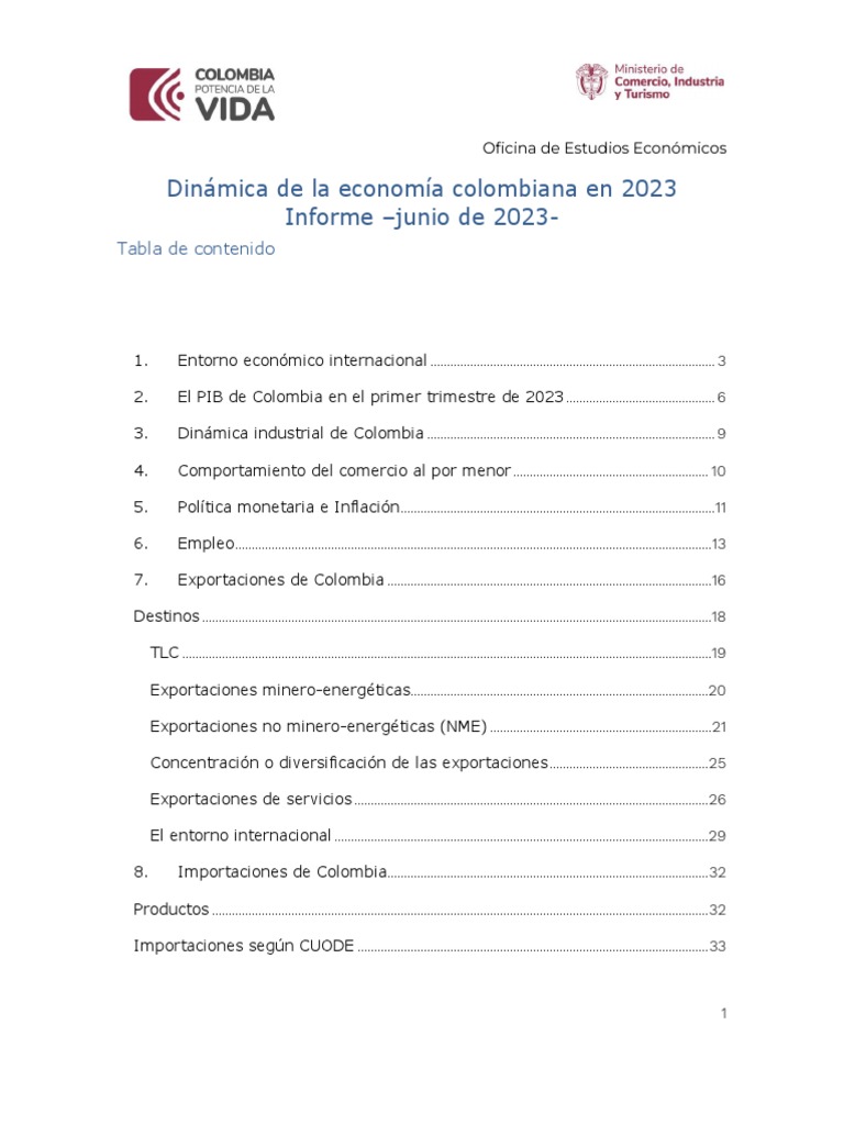 OEE AV Informe Economico Primero de 2023 | PDF | Inflación | Colombia