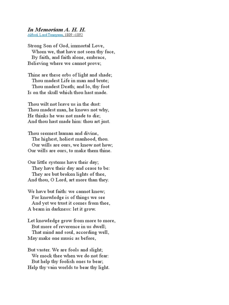 ALFRED TENNYSON - in Memoriam | PDF
