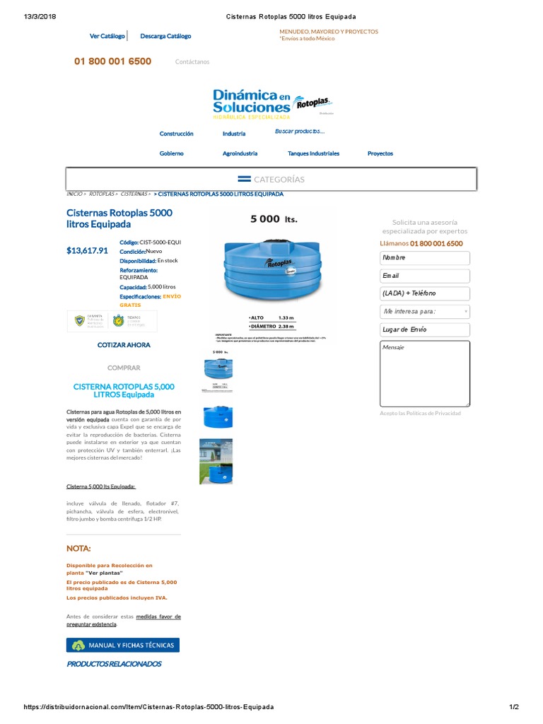 Cisterna Rotoplas 5000 Litros Equipada | PDF