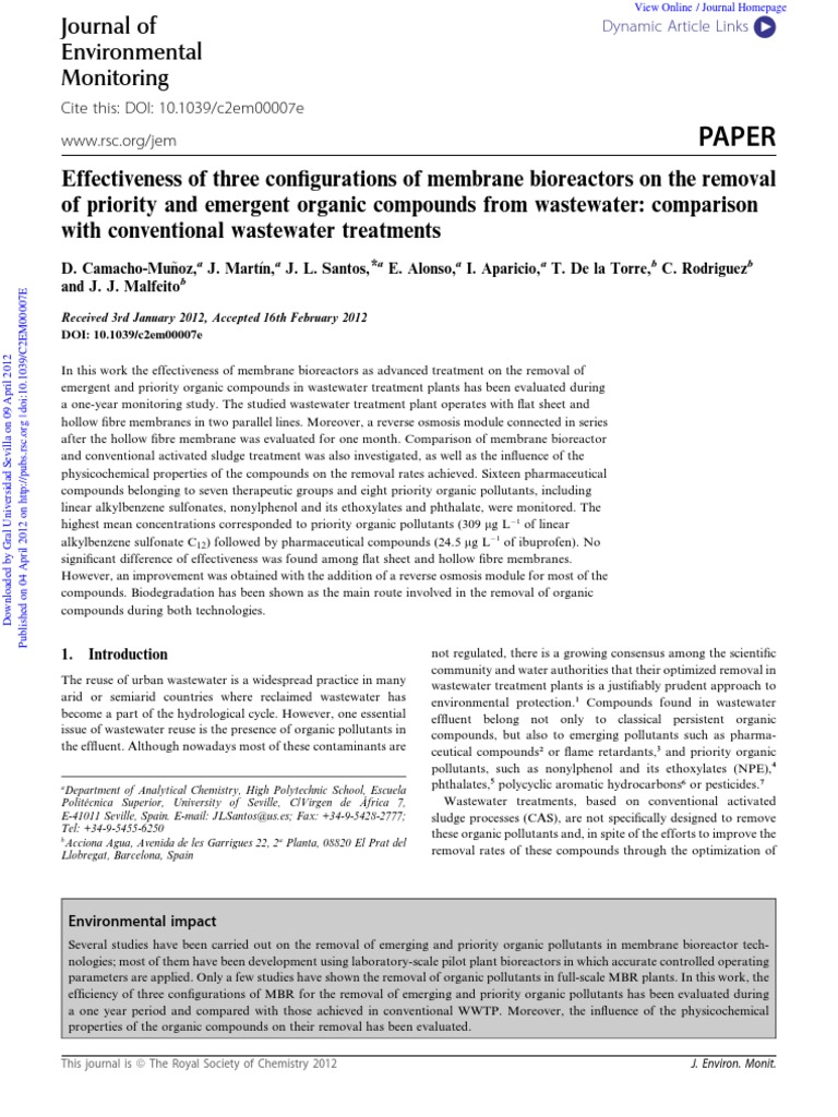 Effectiveness of Three Configurations of Membrane Bioreactors On The ... Effectiveness of Three Configurations of Membrane Bioreactors On The ...
