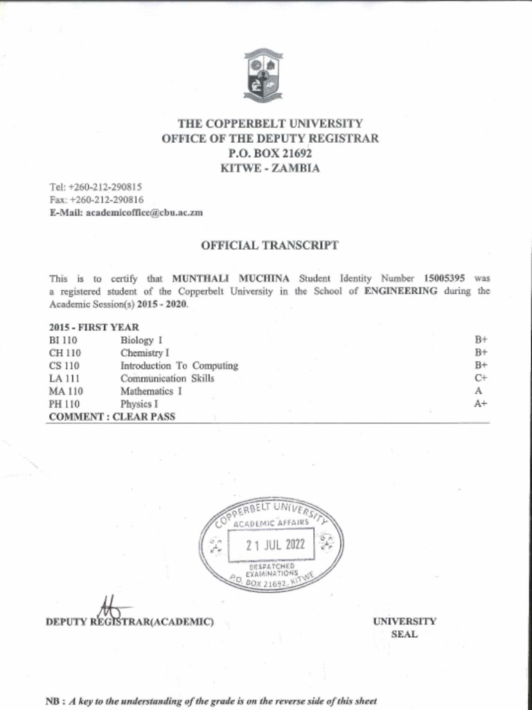 University Transcript | PDF