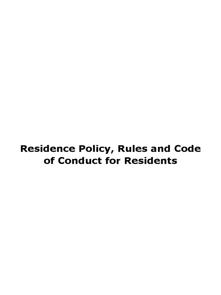 Residence Policy - Icreate | PDF | First Aid