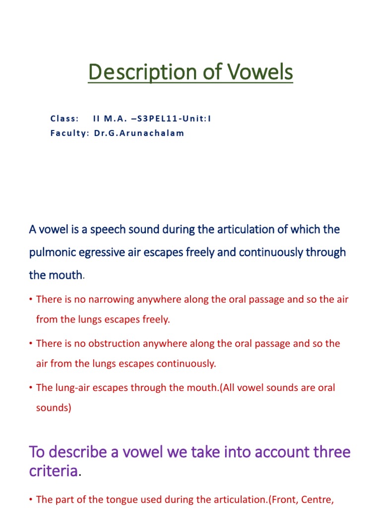 Description of Vowels | PDF