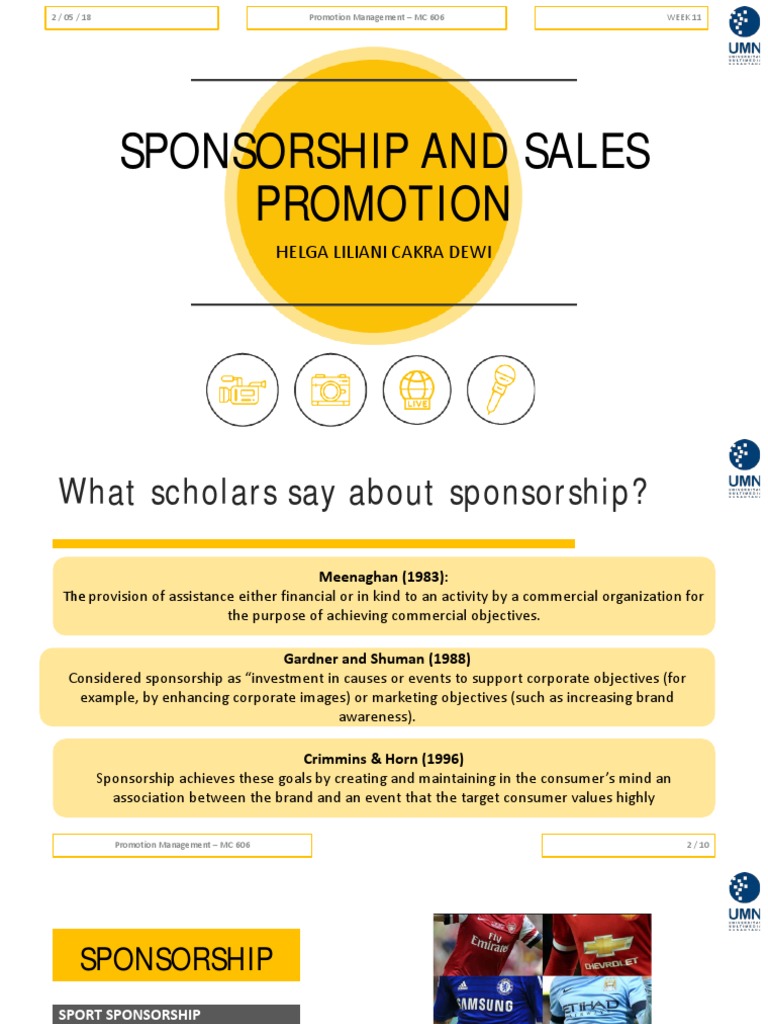 Sponsorship and Sales Promotion | PDF | Sponsor (Commercial) | Brand