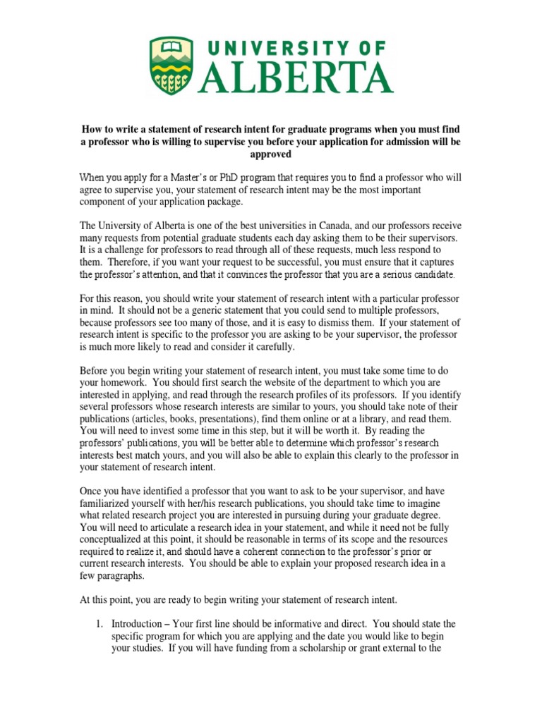 Writing A Statement of Research Intent | PDF | Experience | Cognitive ...