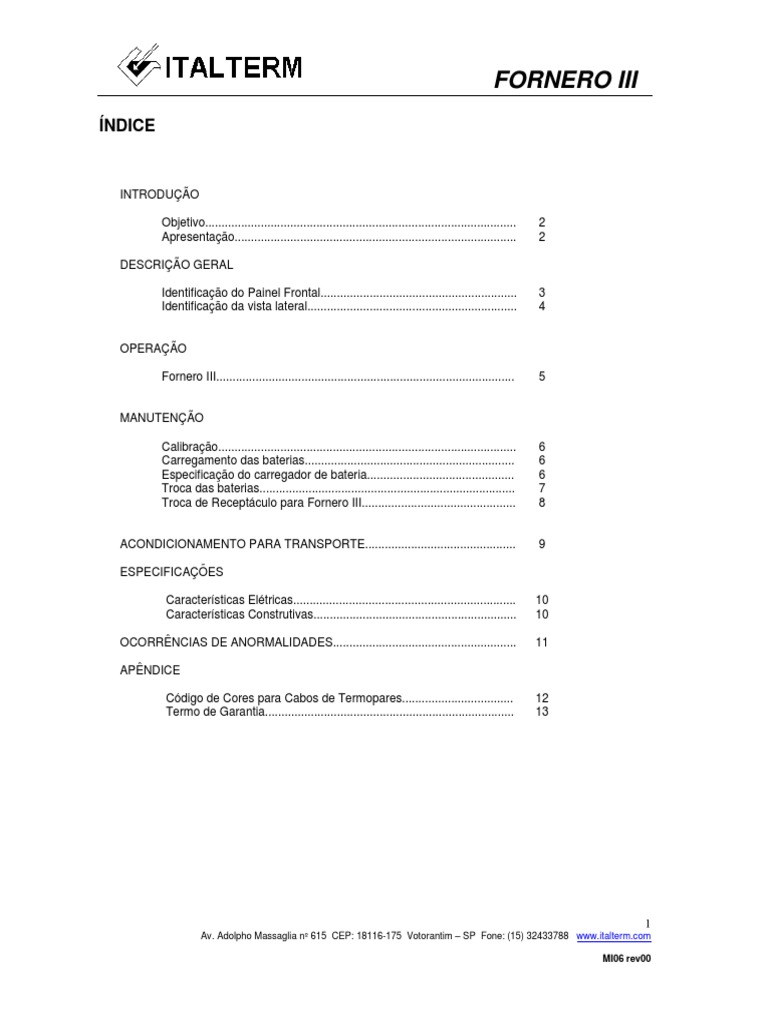 Manual de Operação Fornero III | PDF | Casa e Jardim | Tecnologia e ...