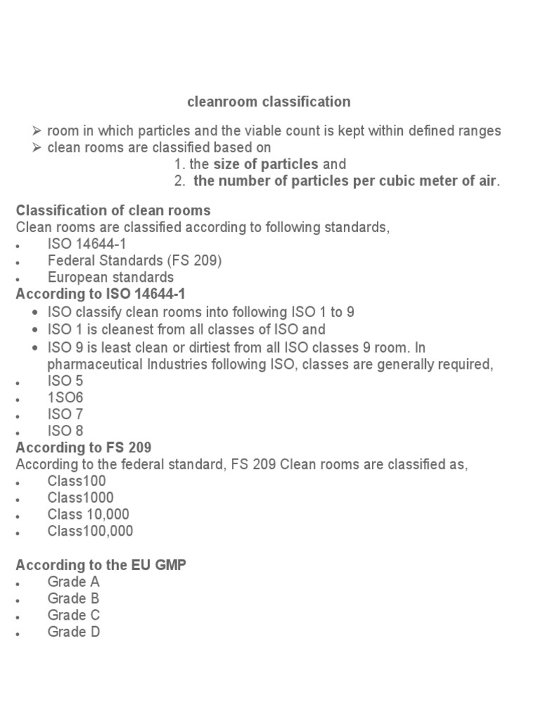 Cleanroom Classification | PDF | Glasses | Sodium Carbonate