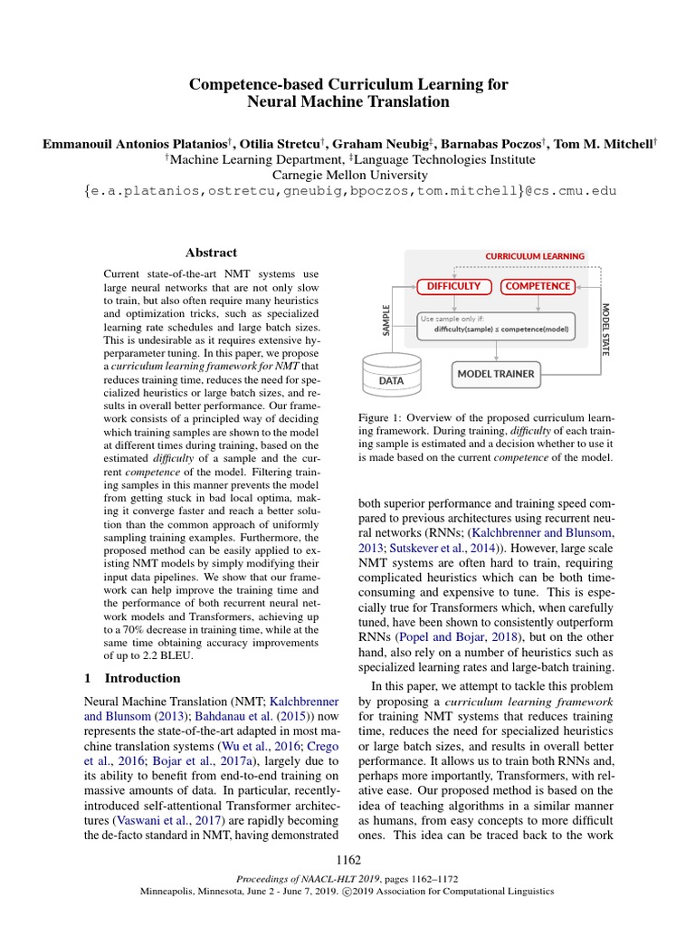 Competence-Based Curriculum Learning | PDF