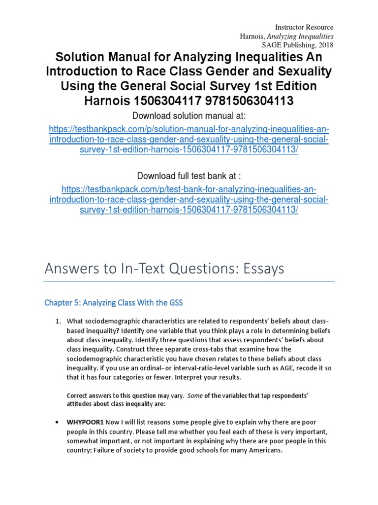 Analyzing Inequalities An Introduction To Race Class Gender and Sexuality Using The General ...