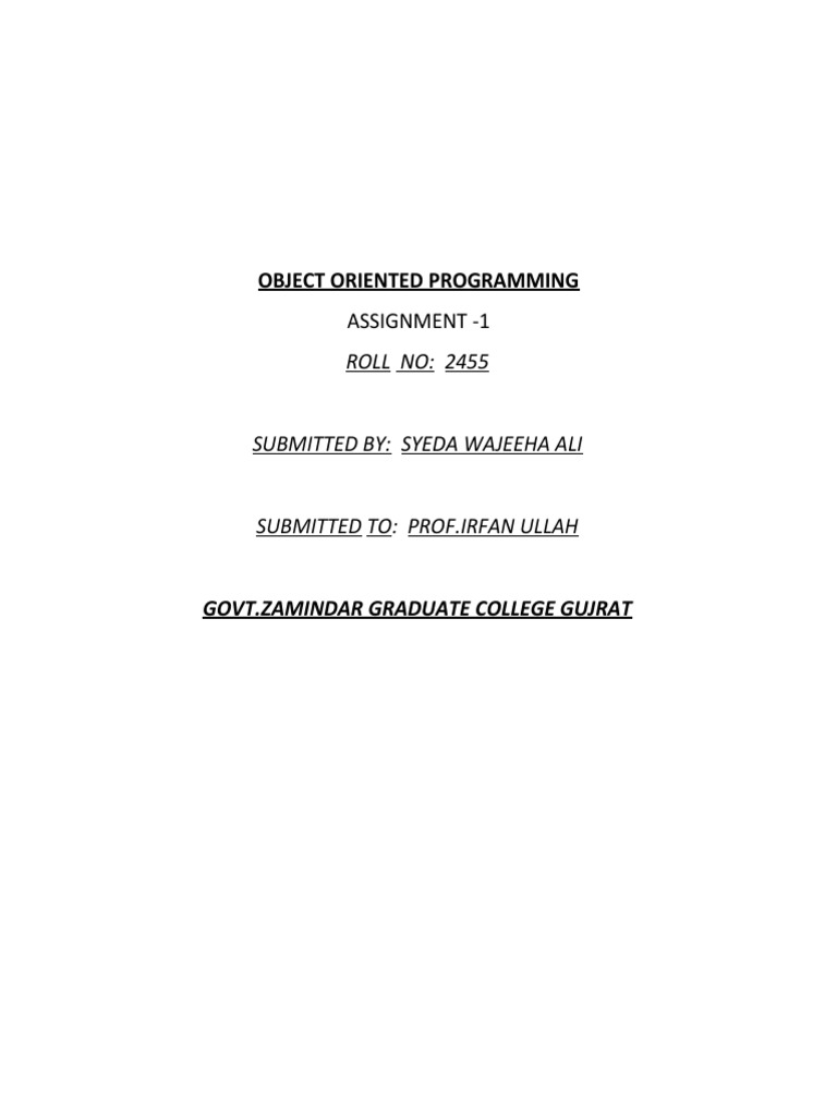 Object Oriented Programming Pdf