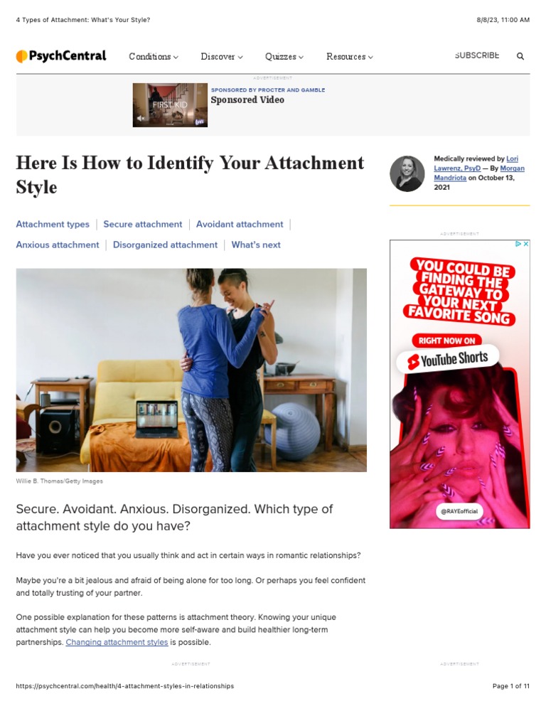 Attachment Styles Pdf Attachment Theory Anxiety