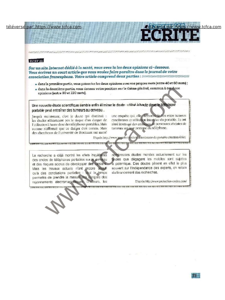 TCF Tache 3 Exercices | PDF | Ordinateurs