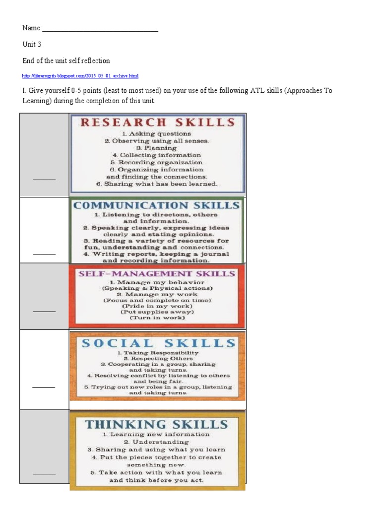 ATL & learner profile self reflection | PDF