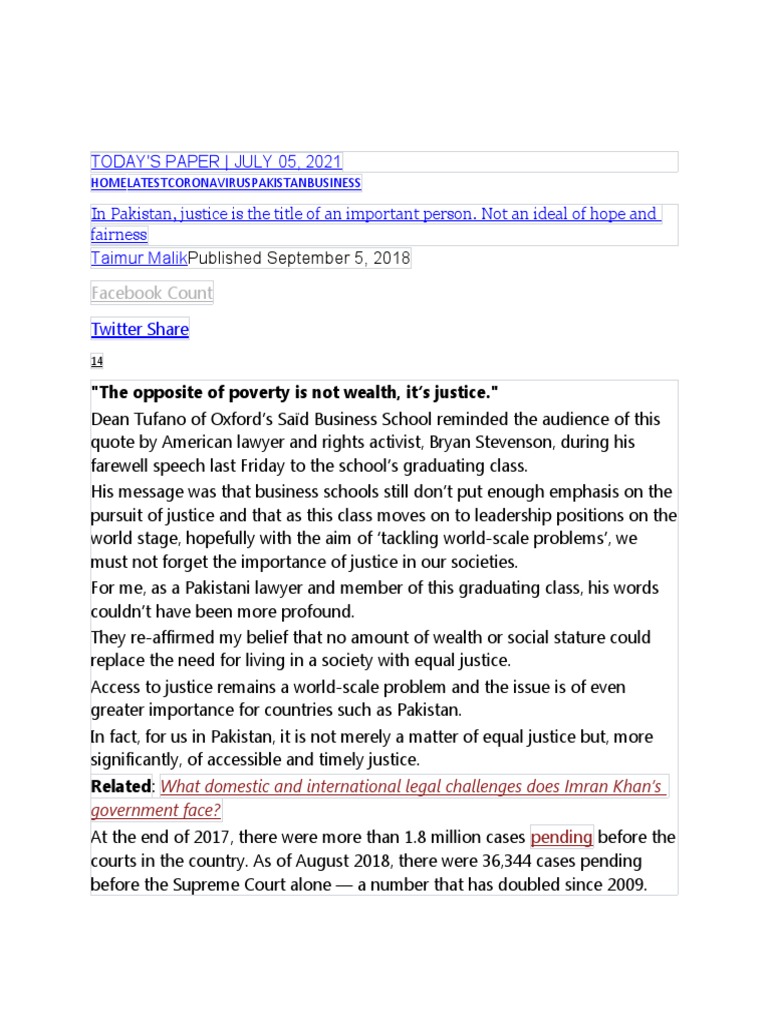 English Speech On Justice | PDF | Pakistan | Literacy