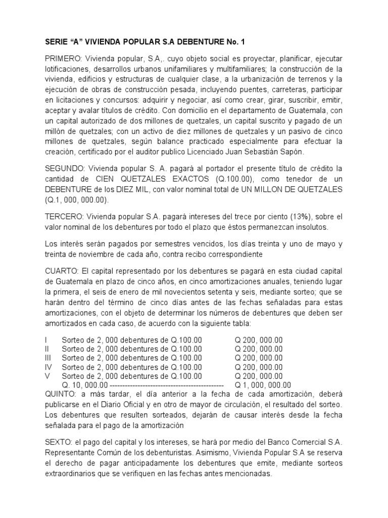 Modelo Debentur-1 | PDF | Guatemala