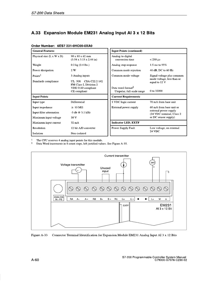 6es7 231-0hc00-0xa0 Datasheet en | PDF