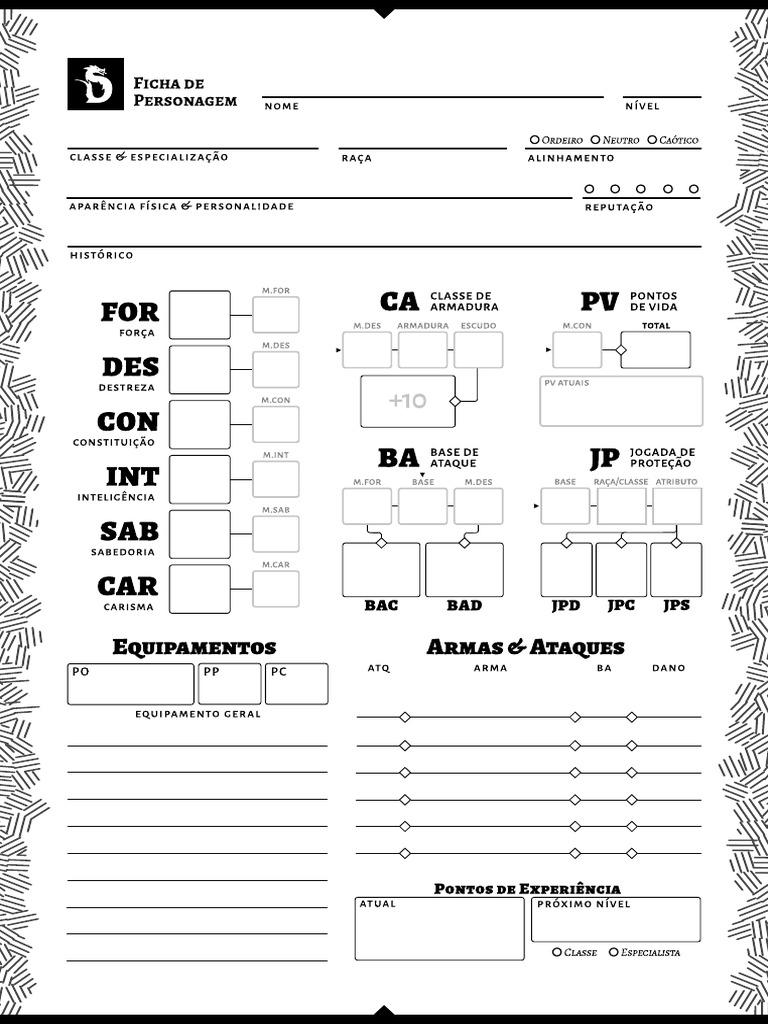 OD2 Ficha de Personagem | PDF