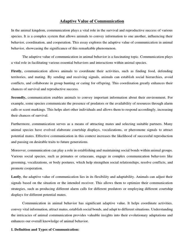 Adaptive Value of Animal Communication | PDF | Self-Improvement | Wellness