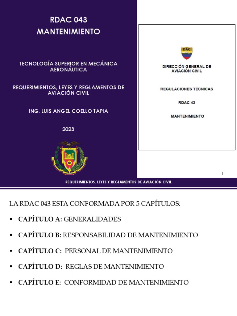 Requerimientos de Mantenimiento RDAC 043 | PDF | Aeronave | Aeronáutica