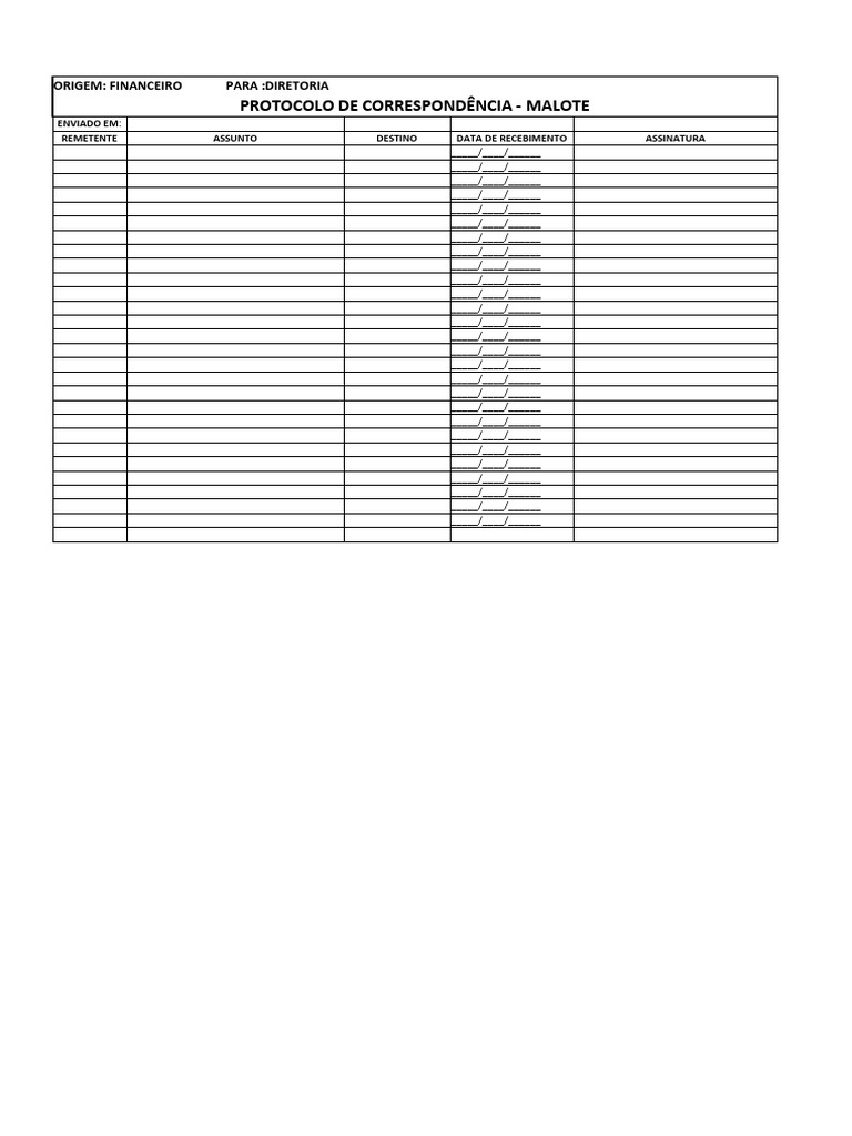 Modelo de Protocolo de Malote | PDF