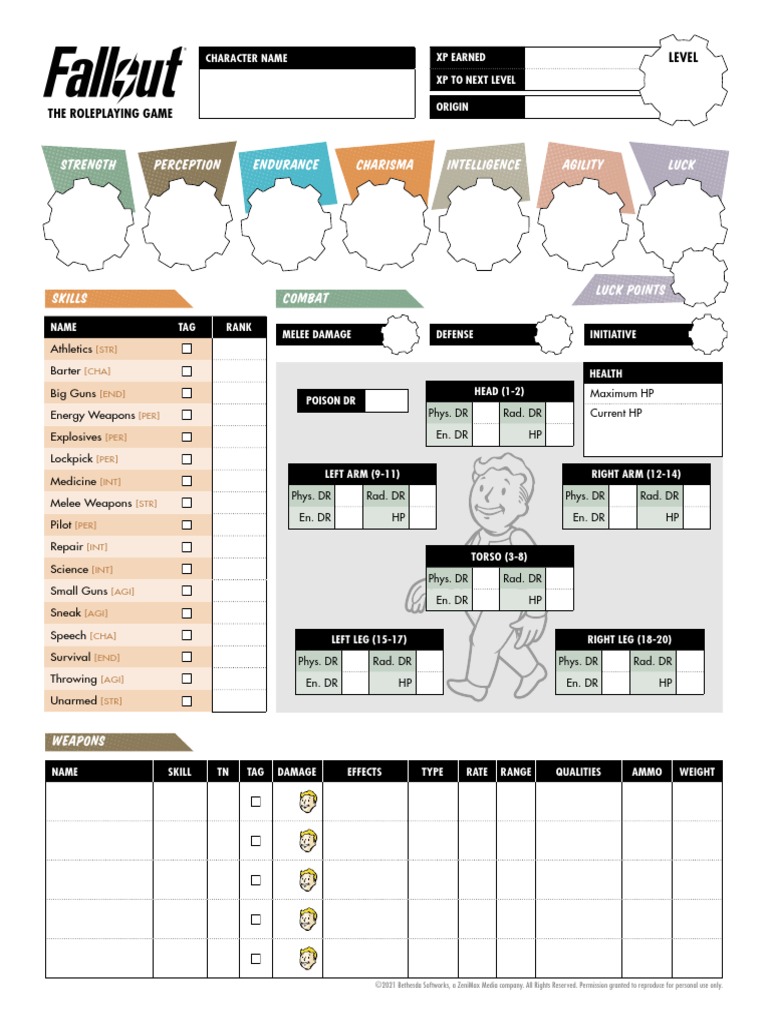 Fo2d20 Human Character Sheet Printer Friendly 15nov2021 | PDF
