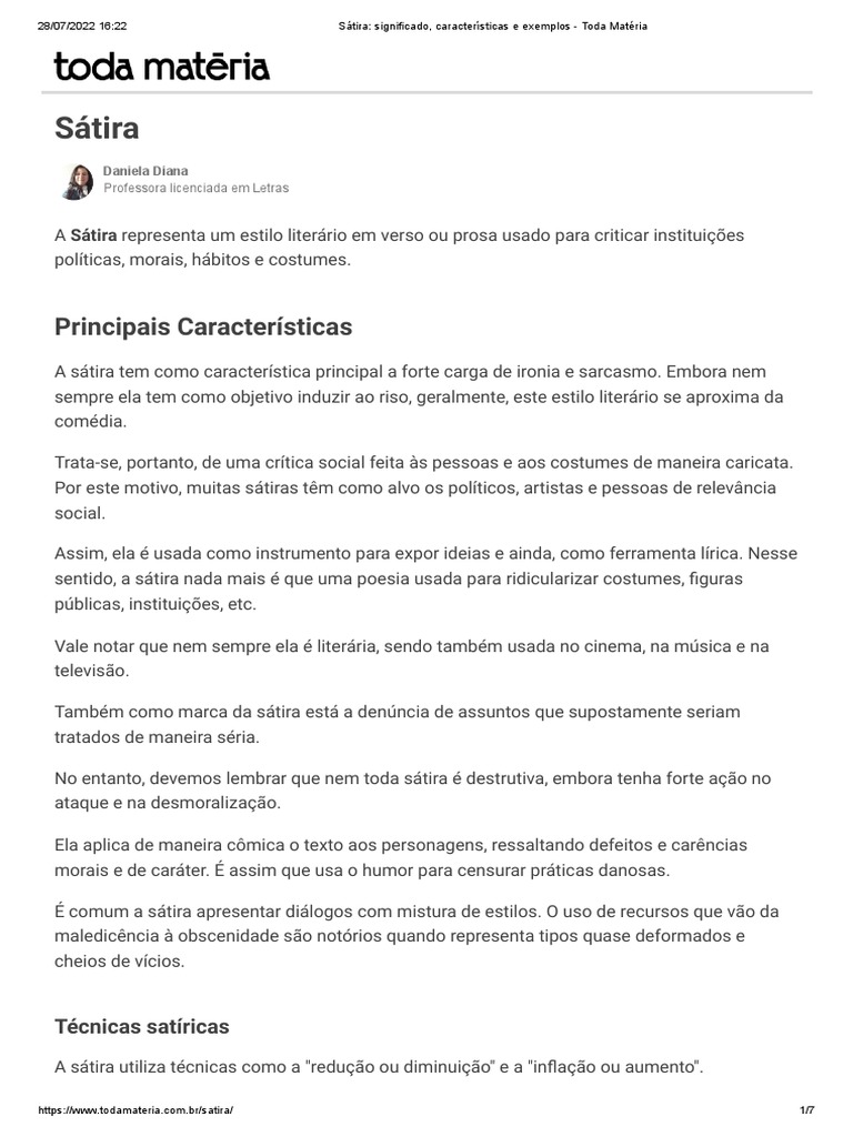 Sátira - Significado, Características e Exemplos | PDF | Sátira