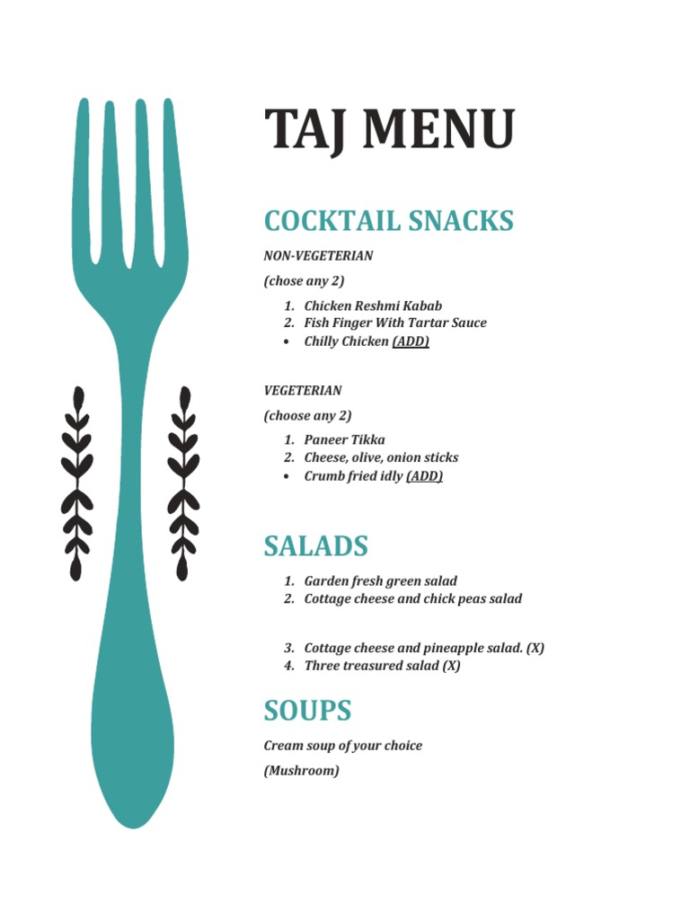 Taj Menu | PDF