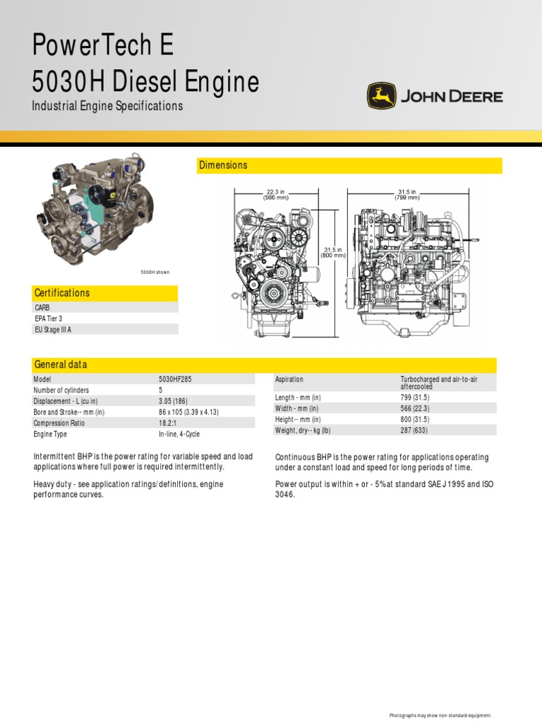 John Deere Industrial Diesel Engine 5030h | PDF | Horsepower | Engines