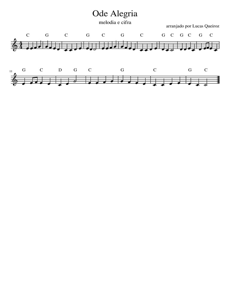 Ode Alegria Melodia e Cifra | PDF