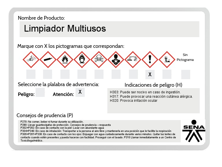 Pictogramas y Advertencias Limpiador Multiusos | PDF