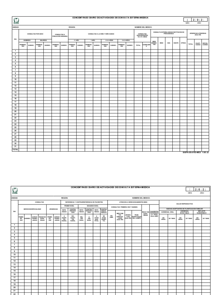 Formatos Sispa Med y Admvos Intermedios 2023 | PDF