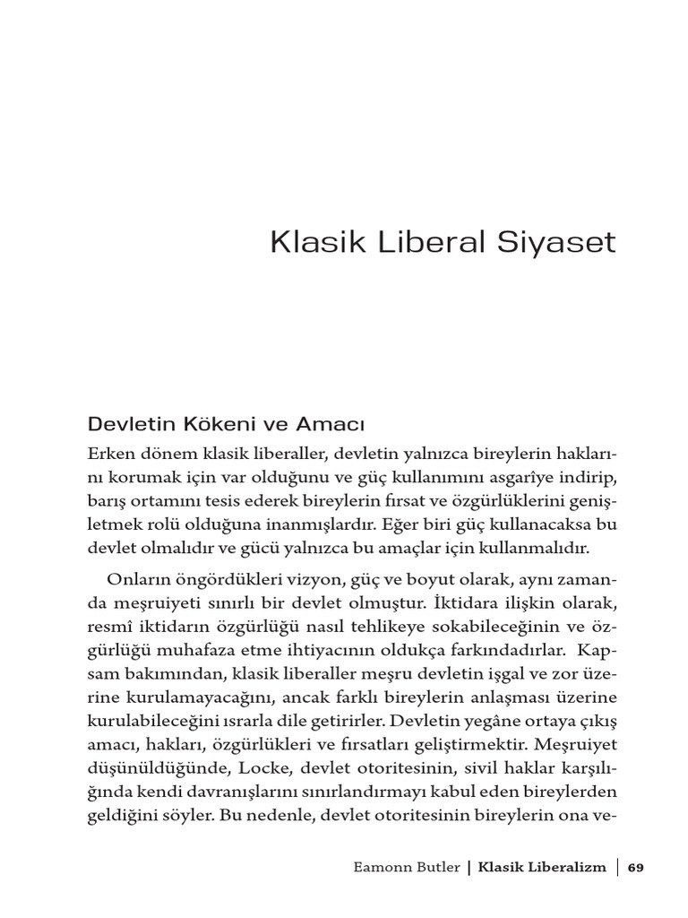 Klasik Liberal Siyaset: Devletin Kökeni Ve Amacı | PDF