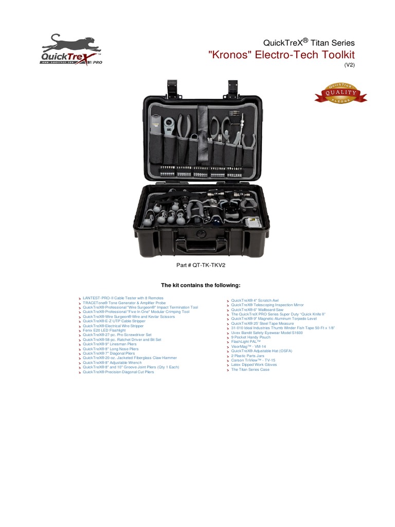 QuickTreX® Titan Series - Kronos - Electro-Tech Toolkit (V2) | PDF