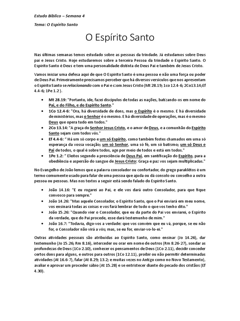 4 - O Espírito Santo | PDF | Espírito Santo (religião) | Presente espiritual
