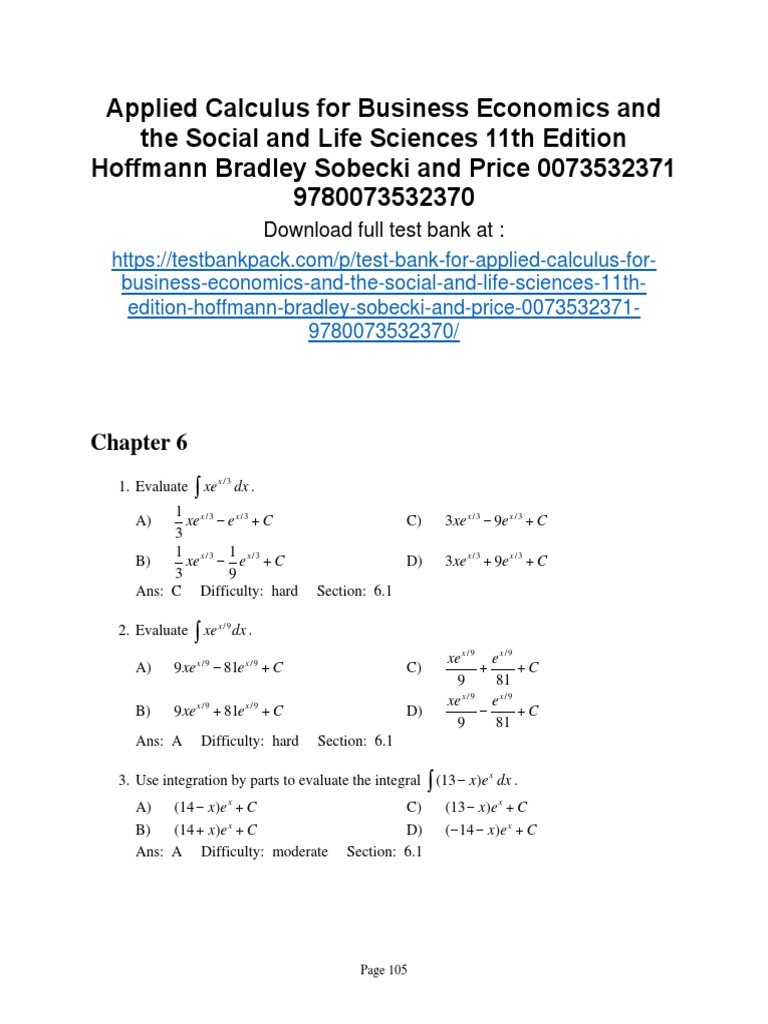 Applied Calculus For Business Economics and The Social and Life ...