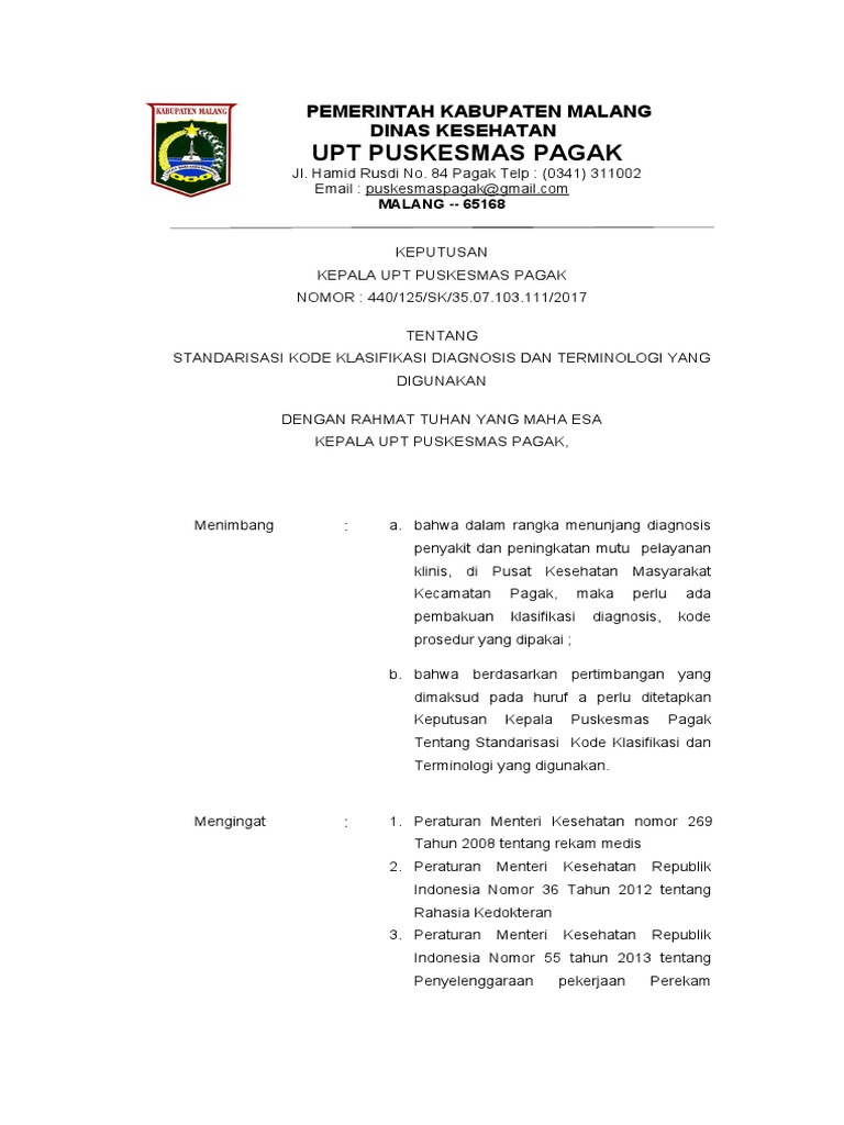SK 8.4.1.1 Standarisasi Kode Klasifikasi Diagnosis Dan Terminologi Yang ...