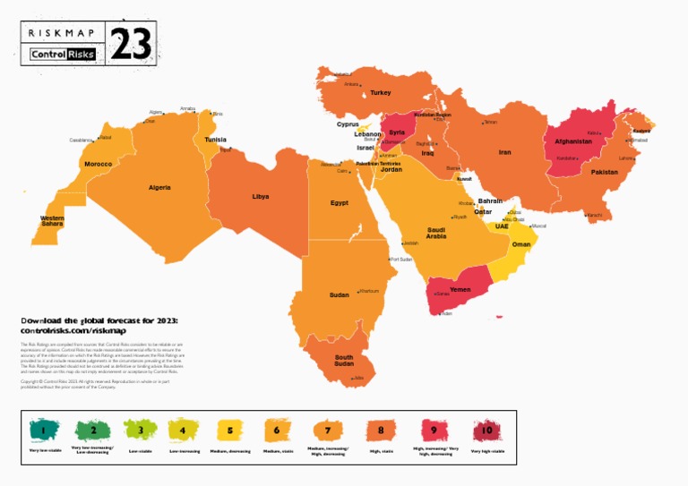 Riskmap 2023 Map Regions Mena A3 | PDF