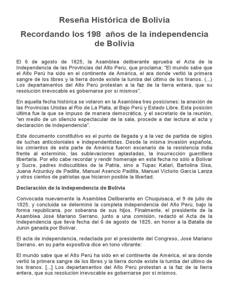 Reseña Historica de Bolivia | PDF | América del Sur | America latina
